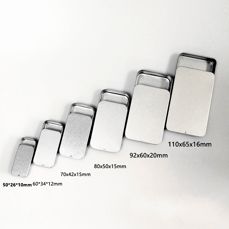 METAL RECTANGULAR SLIDER TINS WITH METAL SLIDE LIDS
